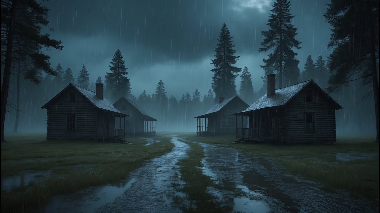 Heavy Rain Sounds For Sleeping in a Haunted Forest Village 🌧️ | 10 ...
