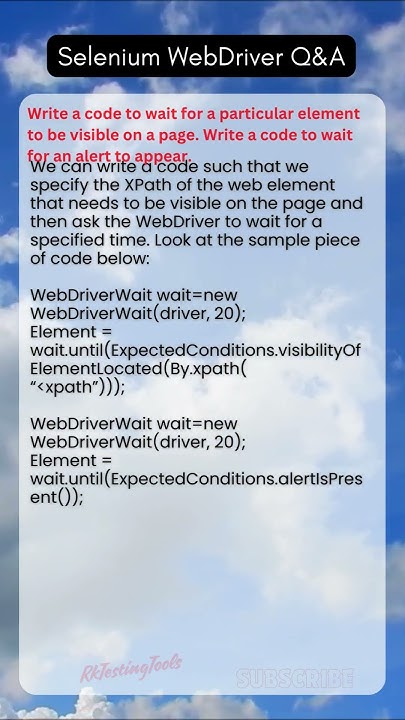 Write a code to wait for a particular element to be visible on a page ...
