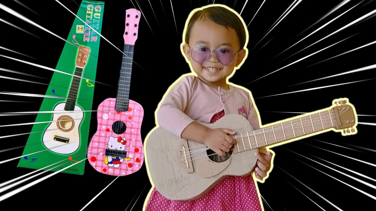 mainan gitar anak dan nyanyi balonku ada lima | cara buat gitar dari ...