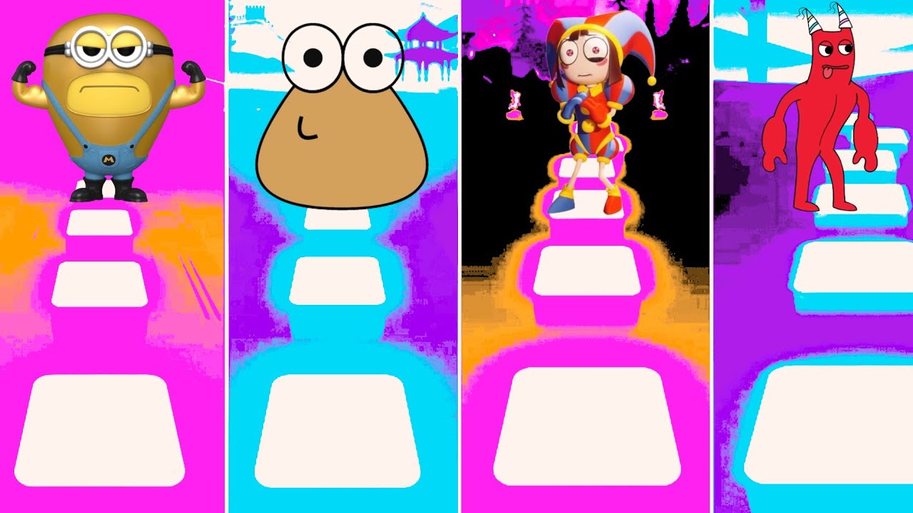 Mega minions 🆚 Pou 🆚The amazing digital Circus] Pomni 🆚 Garden off ...