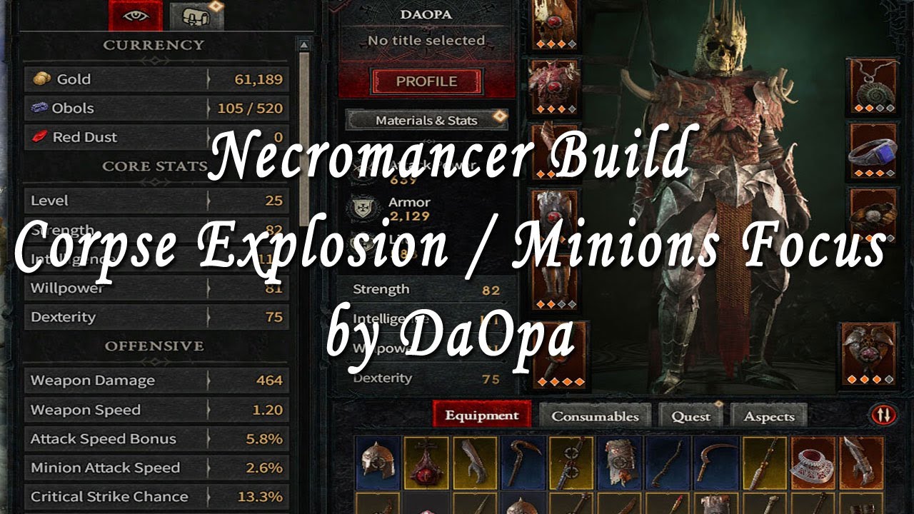 Diablo 4 Necromancer Build - Corpse Explosion & Minion Mastery - YouTube