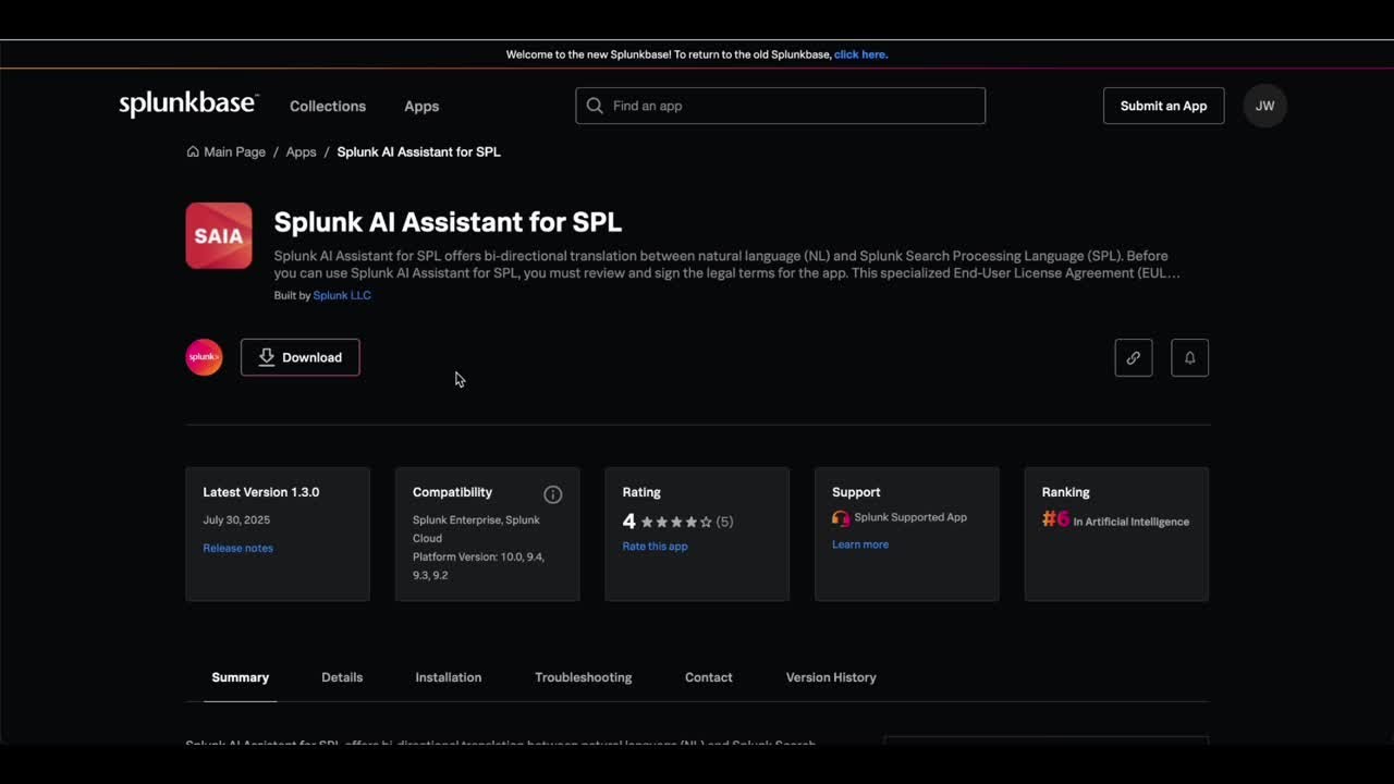 Set up Splunk AI Assistant for SPL in Enterprise environments with Cloud Connected Integration ...