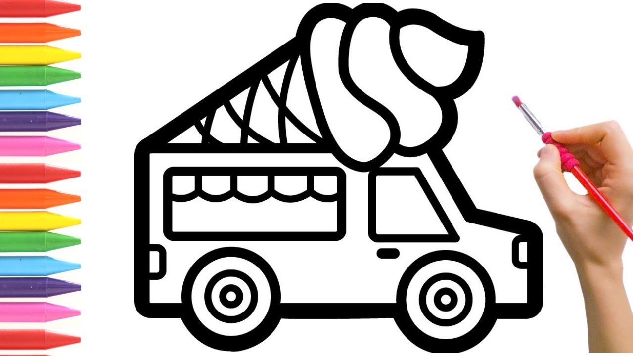 Drawing Ice Cream Carts for Kids and Toddlers | Drawing and Coloring ...