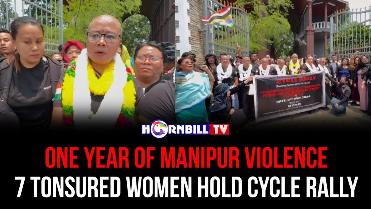 ONE YEAR OF MANIPUR VIOLENCE 7 TONSURED WOMEN HOLD CYCLE RALLY - YouTube