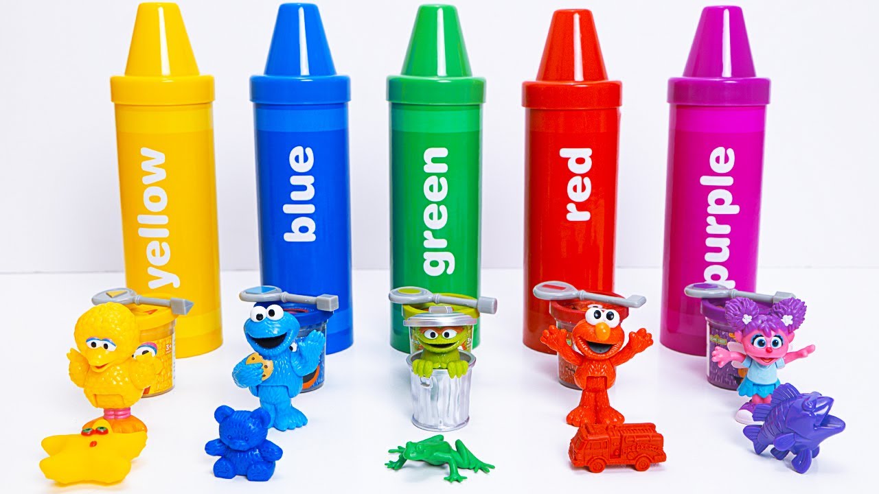 GIANT Crayon Surprise! Learning Colors & Animals with Play Doh || Fun ...