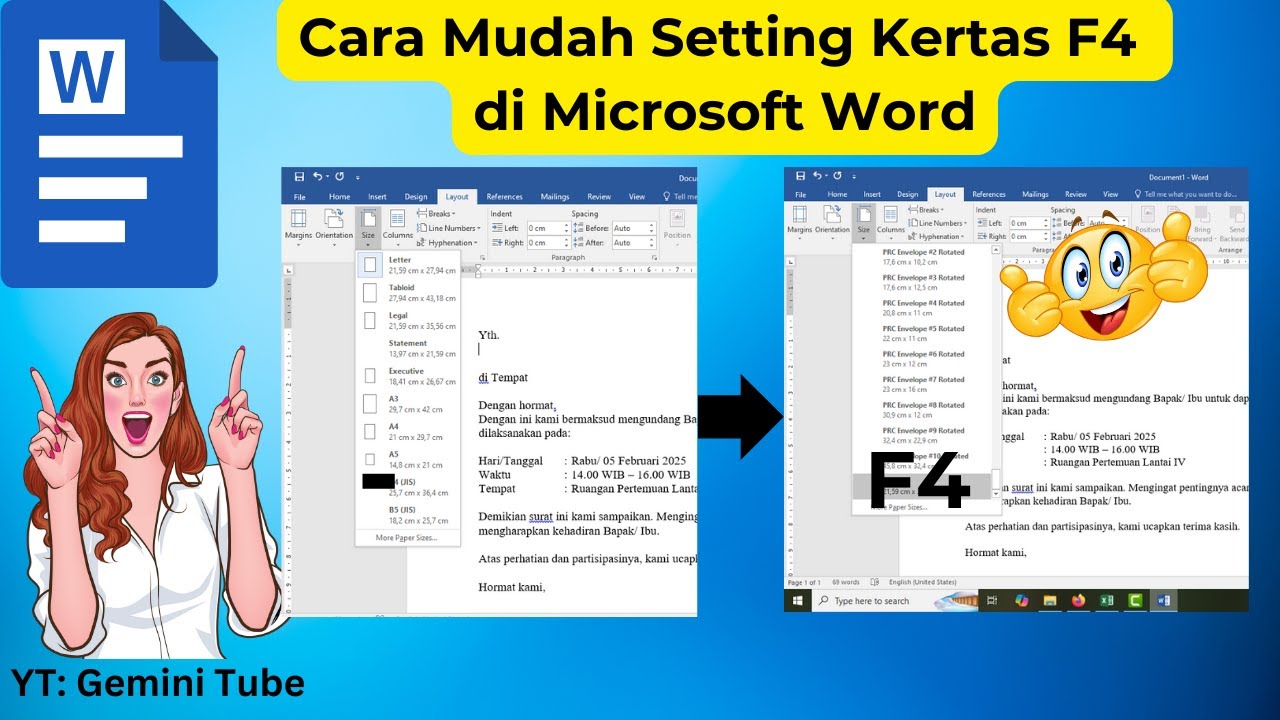 Cara Setting Ukuran Kertas F4 di Ms Word dan Printer yang digunakan ...