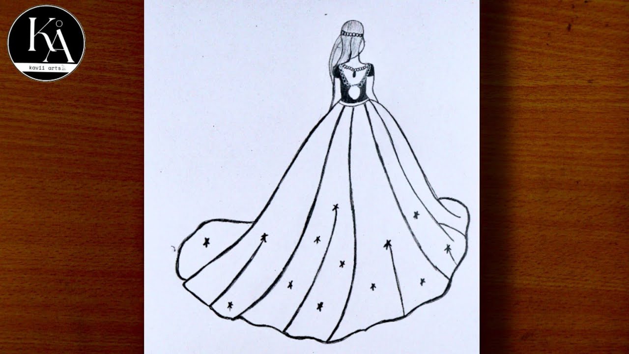 how to draw a traditional girl dress || back side @kaviiarts - YouTube