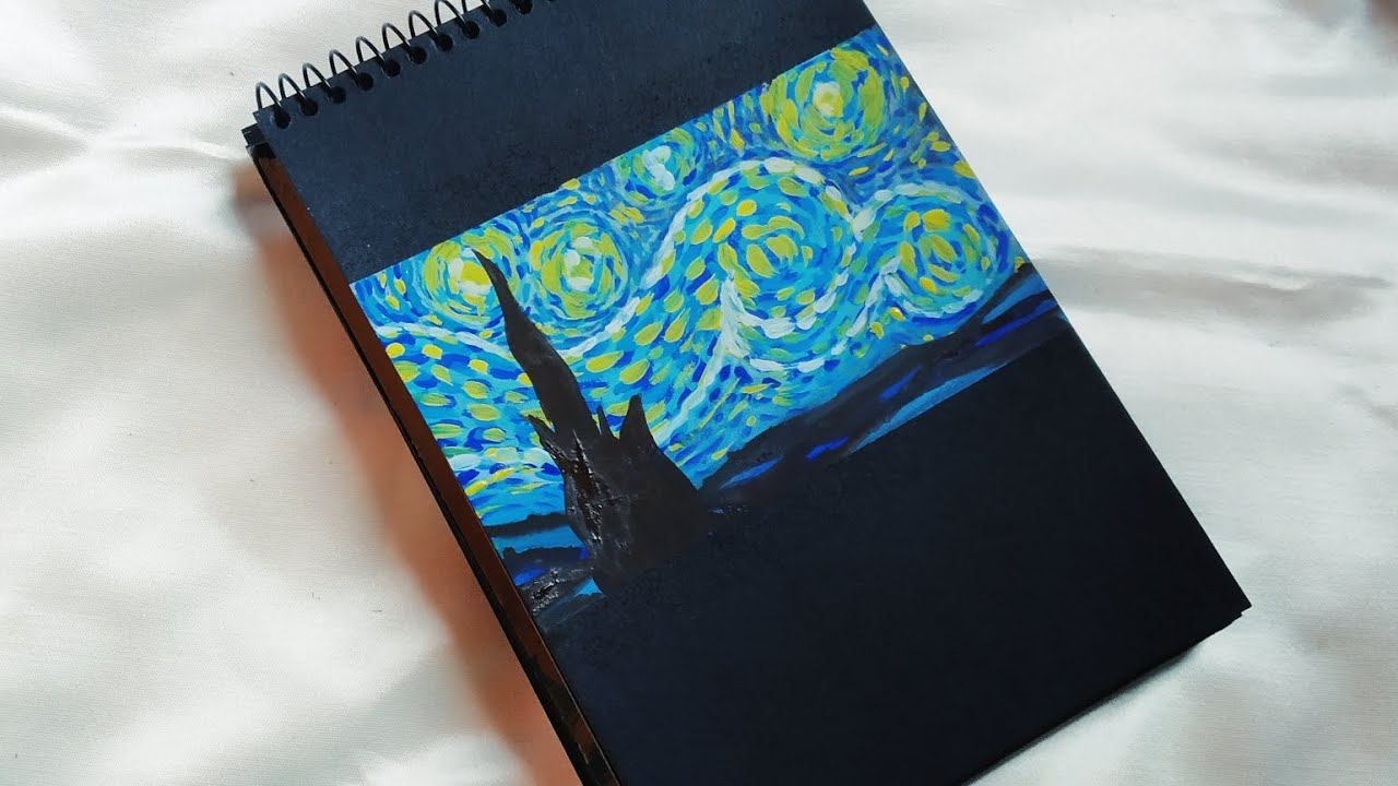 Starry night drawing. How to paint starry night. - YouTube