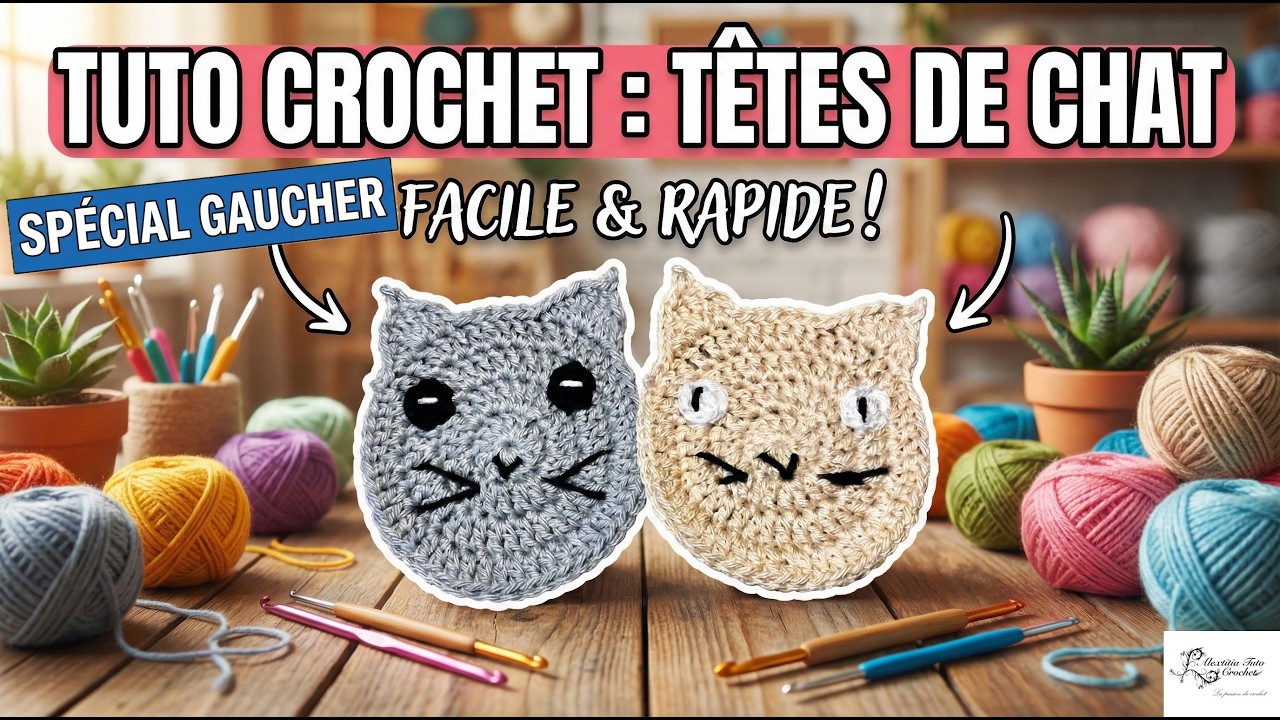 Tête de chat au crochet spécial GAUCHER @AlextitiaTutoCrochet - YouTube