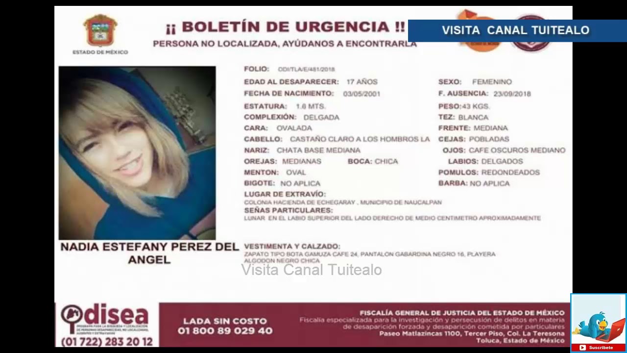 Activan Alerta Amber para hallar a Nadia Estefany Pérez del Ángel de 17 ...