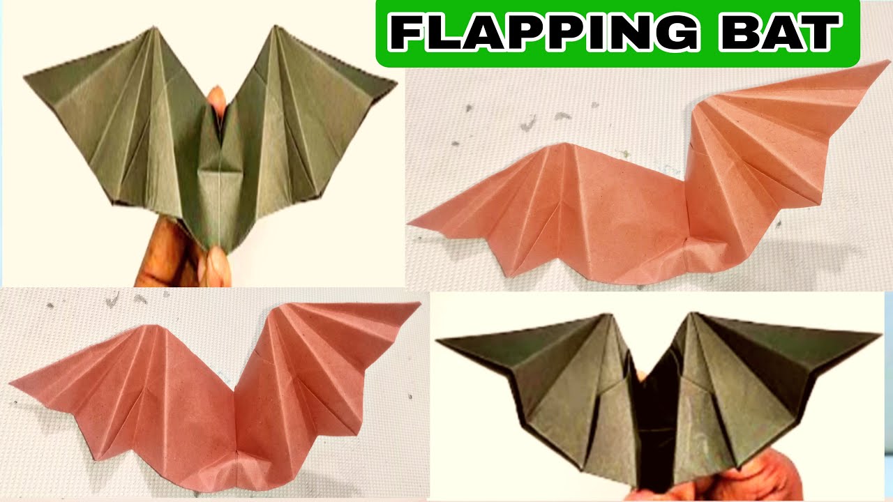 FLAPPING BAT ORIGAMI ||PAPER BAT EASY ORIGAMI ORIGINAL || MAKE BAT WITH ...