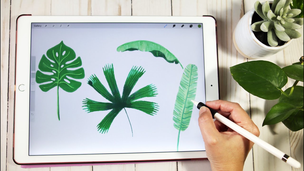 Tropical Leaves Drawing Step by Step Tutorial in Procreate - YouTube