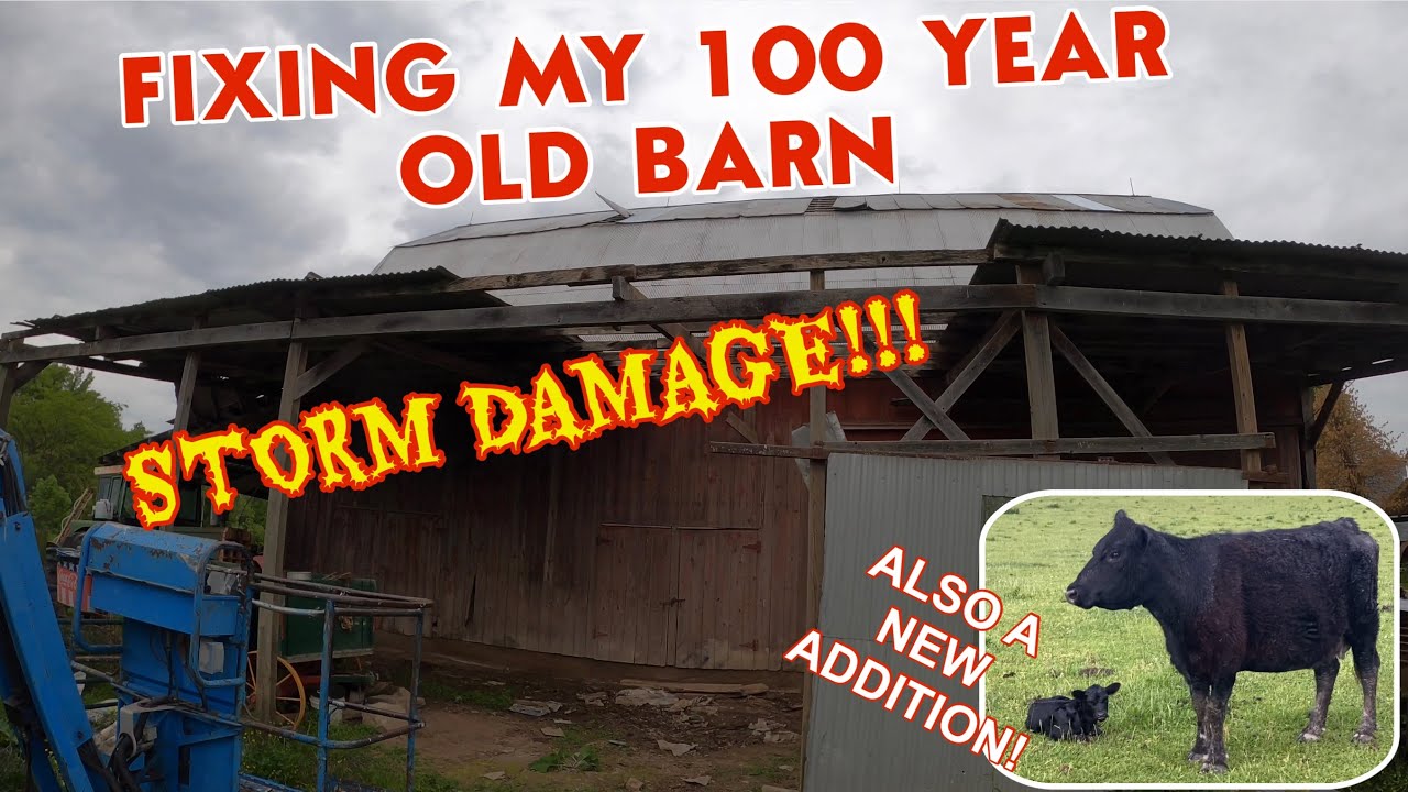 FIXING my 100+ YEAR OLD BARN from the storm damage-Part 1 - YouTube