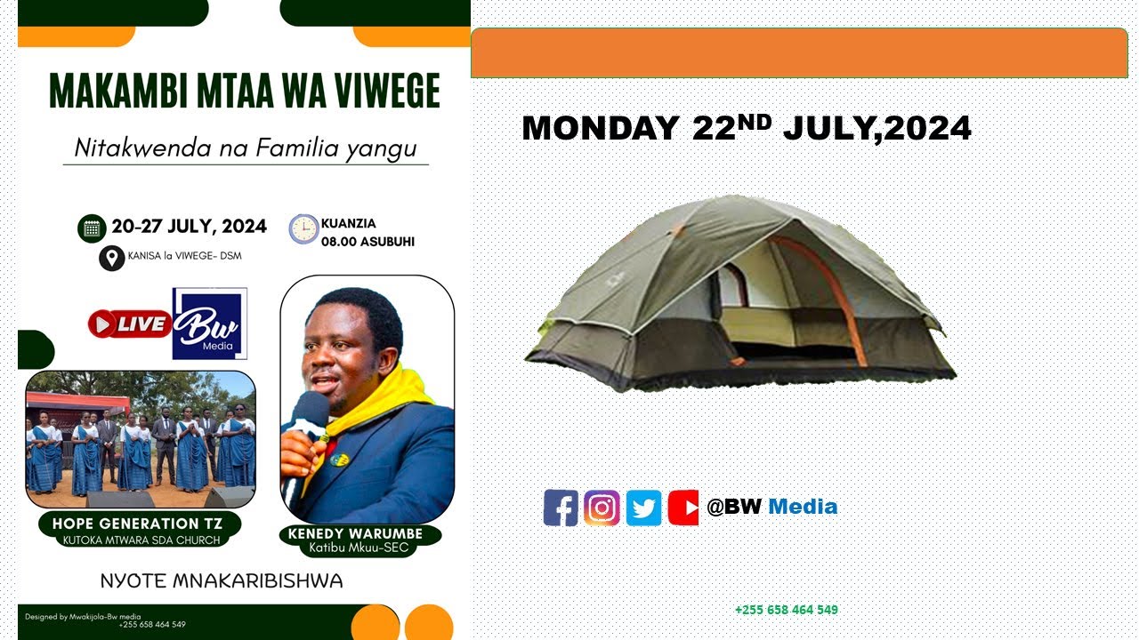 #live || DAY 1 || MAKAMBI KANISA LA WAADVENTISTA WASABATO VIWEGE DAR ES ...