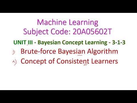 Brute force Bayesian algorithm-Bayesian Concept Learning-Machine Learning-20A05602T-Unit-III ...
