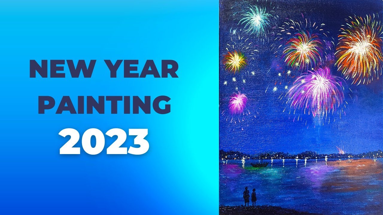 New year painting for beginners|Happy New year 2023|Fire Works Acrylic ...