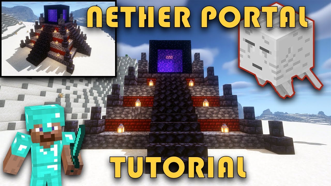 How to build NETHER PORTAL design tutorial simple - YouTube