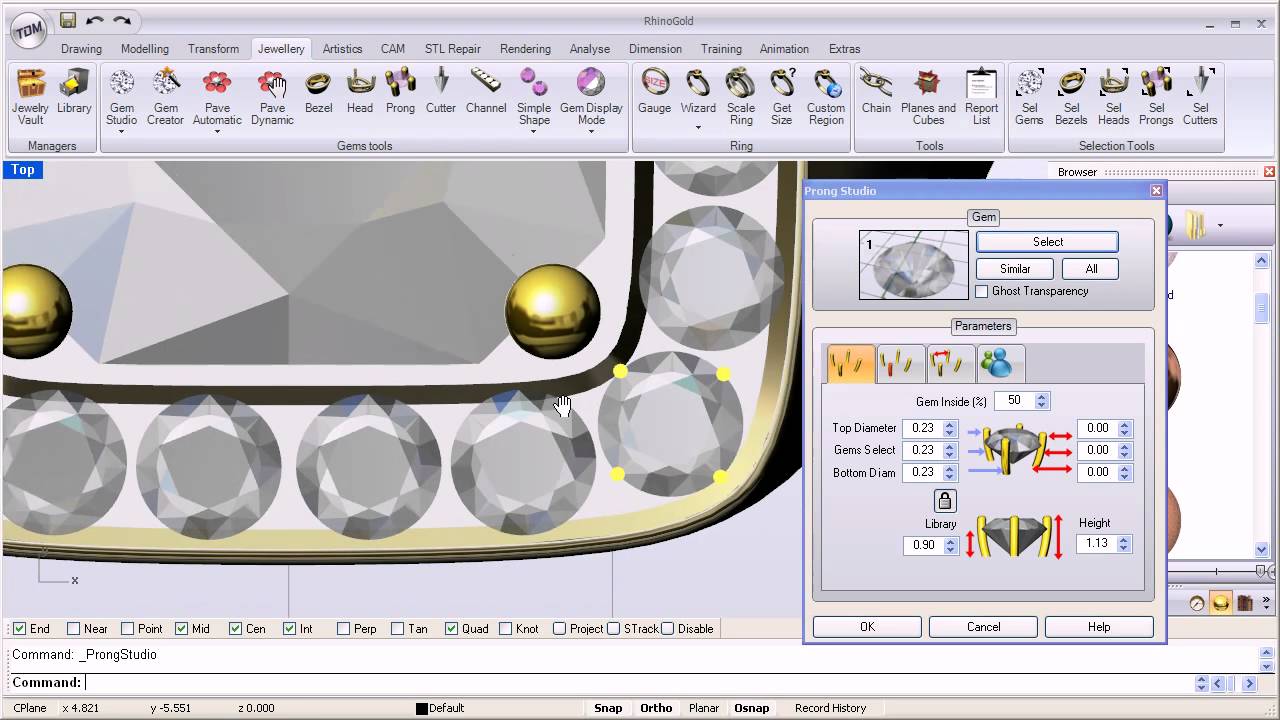 RhinoGold Training Level 1 - 3.8 Prong Studio - YouTube