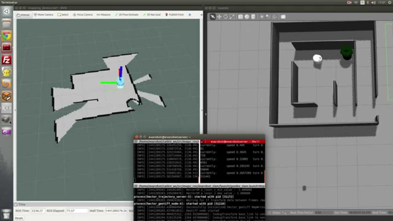 slam with evarobot in gazebo - YouTube
