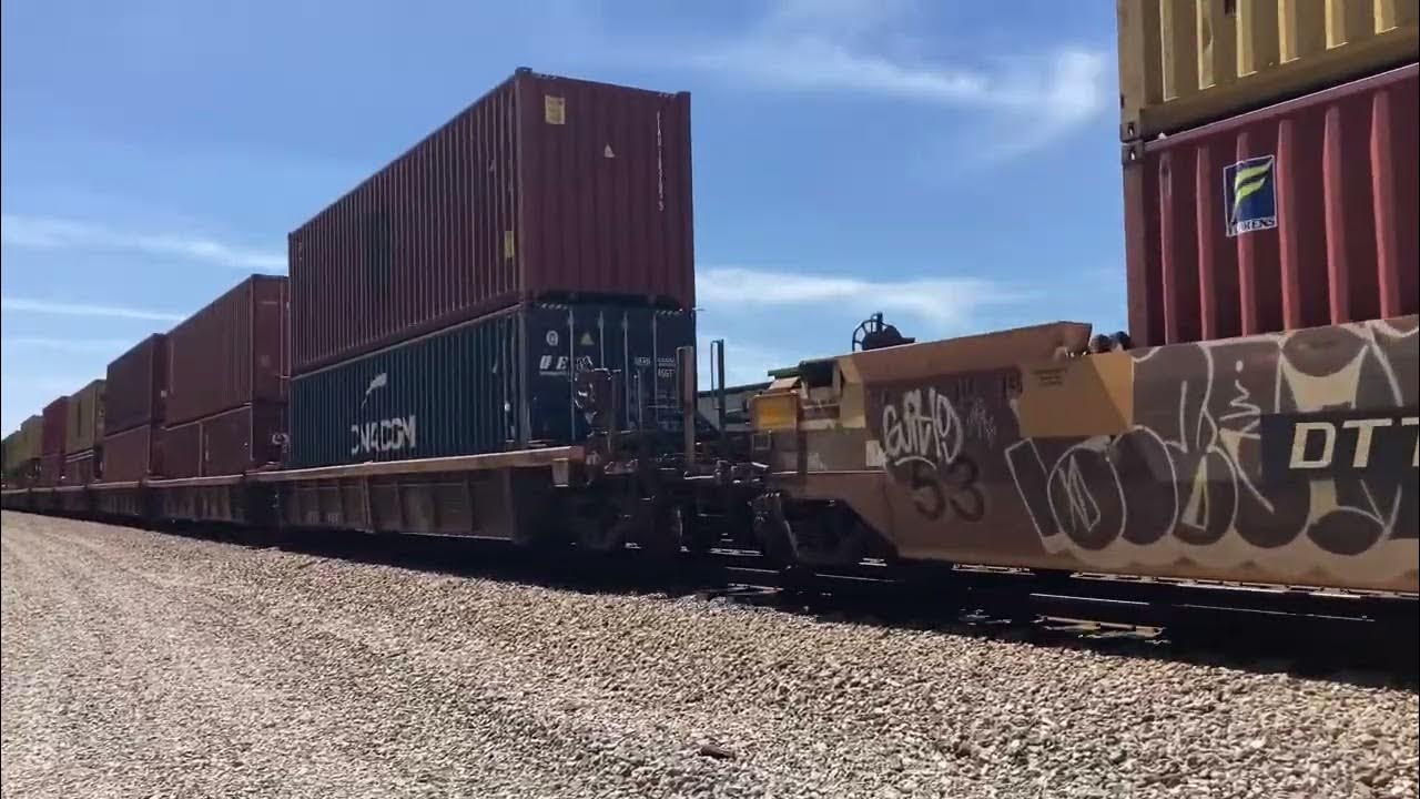 CSX 7223 Loud Horn Leads Long CSX I038 Double Stack Train NB With Shave & Haircut Florence SC ...