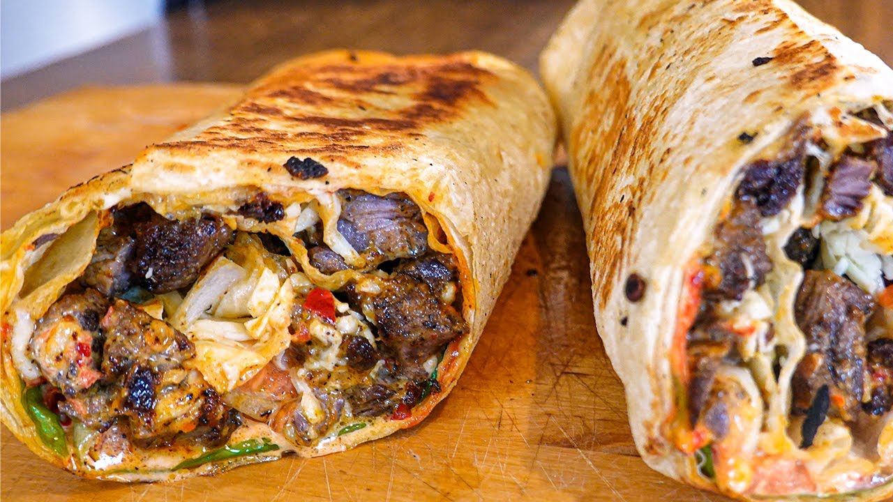 CRISPY SHAWARMA Crust With Beef - Adjika With Mayonnaise Sauce - YouTube