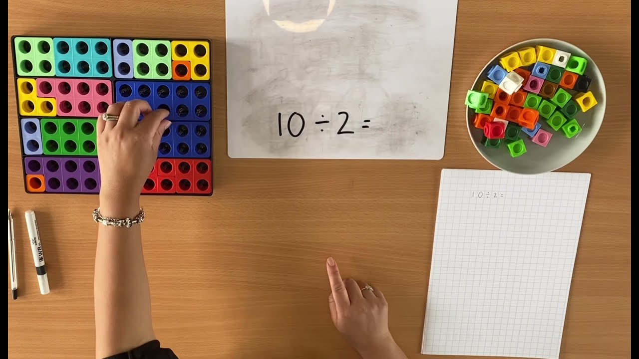 Year 1 and 2 - Division by grouping - Numicon, cubes and counters - YouTube
