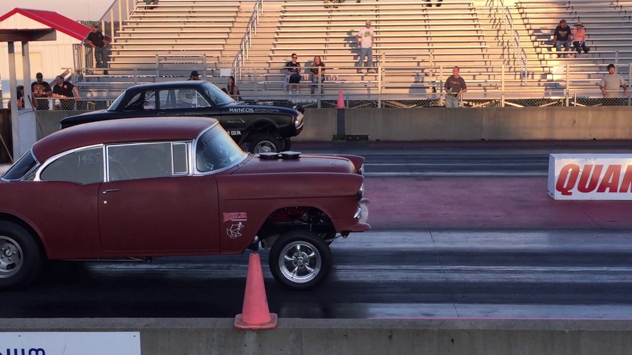 55 Chevy Gasser vrs Falcon Gasser - YouTube