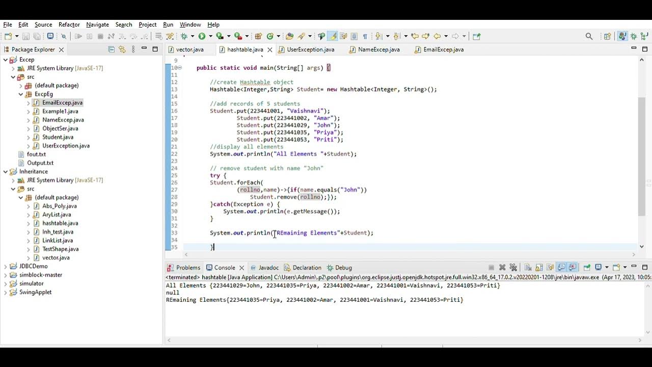 Hash table in Java using Eclipse - YouTube