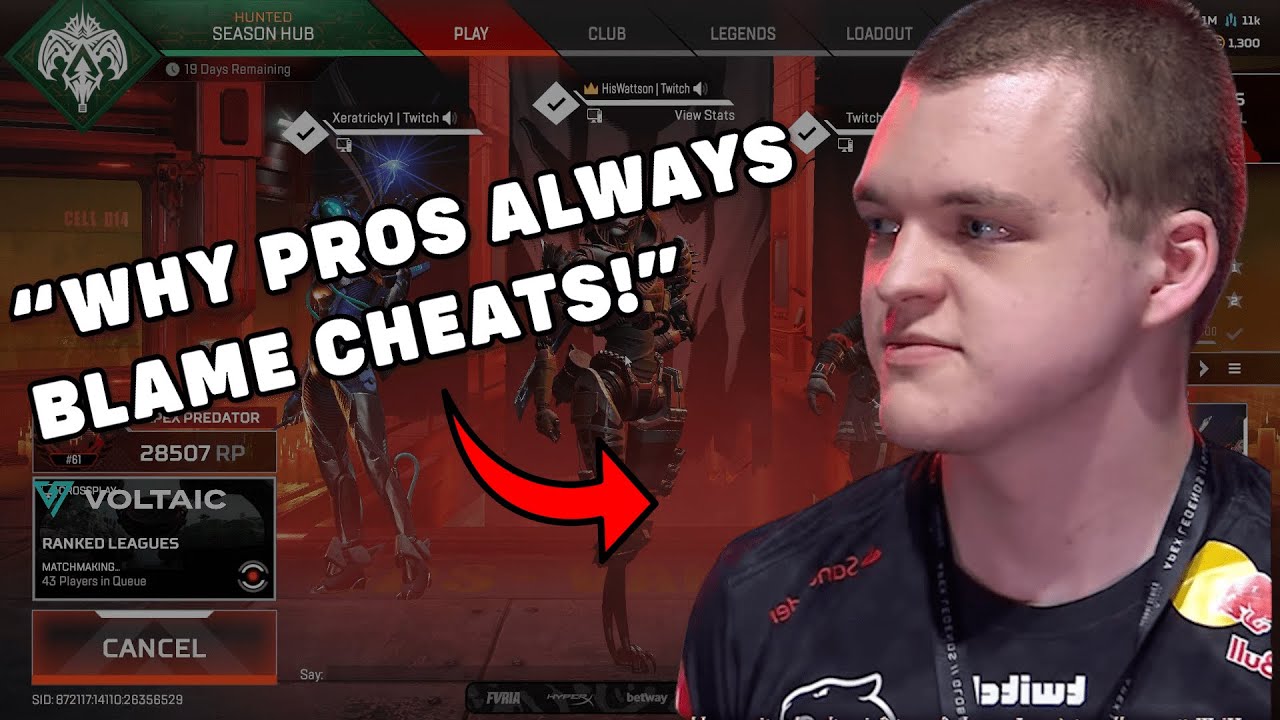 hiswattson on why streamers always blame cheaters in apex... - YouTube