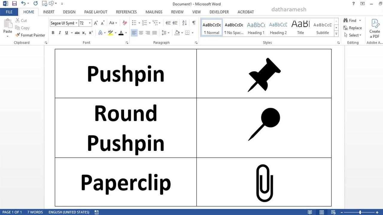 Pushpin Paperclip Symbol Shortcut Key In MS Word - YouTube