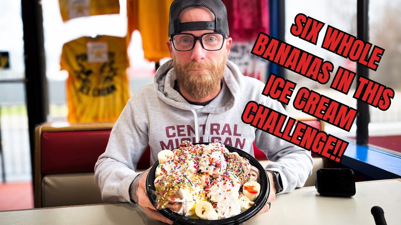 HUGE BANANA SPLIT CHALLENGE!! | SIX WHOLE BANANAS!! - YouTube