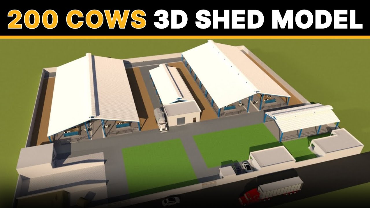 COW SHED - Modern Cow shed 3d Model (Hi Tech Dairy Farming) - YouTube