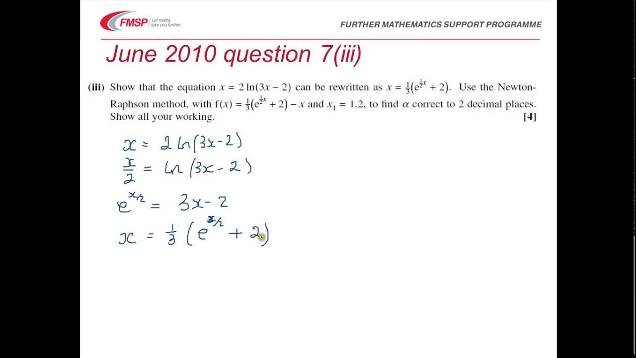 FMSP Revision: OCR FP2 June 2010 Qu 7 - Numerical methods - YouTube