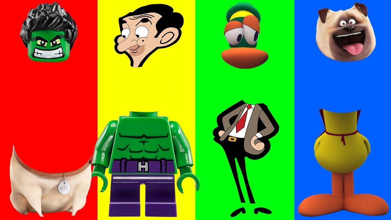Learn Colors Wrong Heads Mr Bean Pocoyo Mel Hulk Lego Finger Family ...