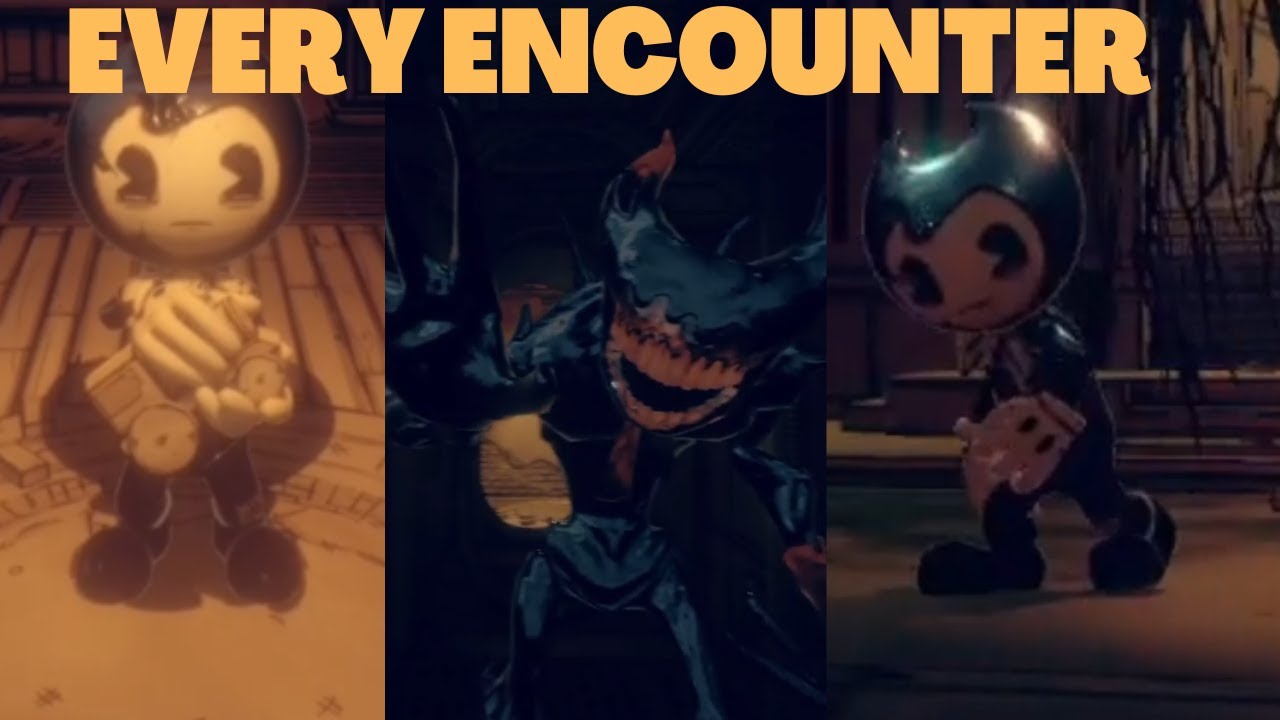 Every Encounter With Bendy / The Ink Demon in Bendy And The Dark ...