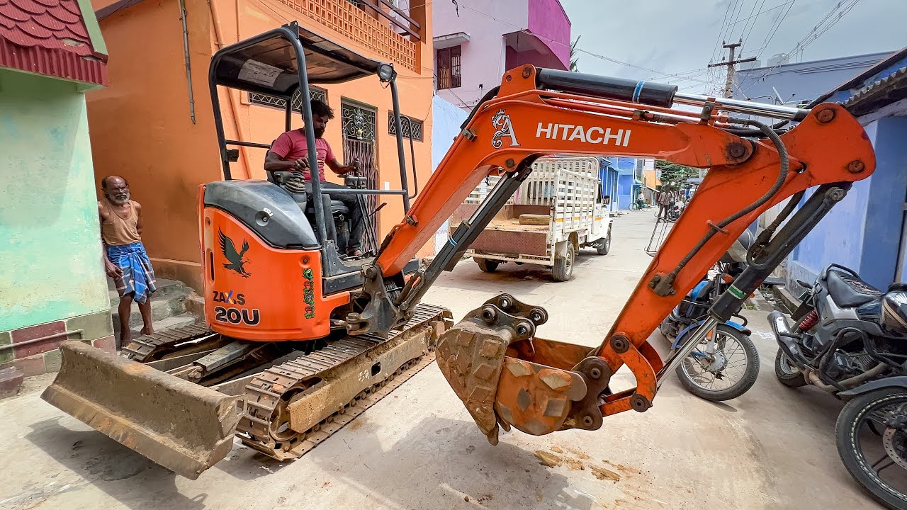 TATA 20U Mini Excavator Old Temple Demolition for Renovation and ...