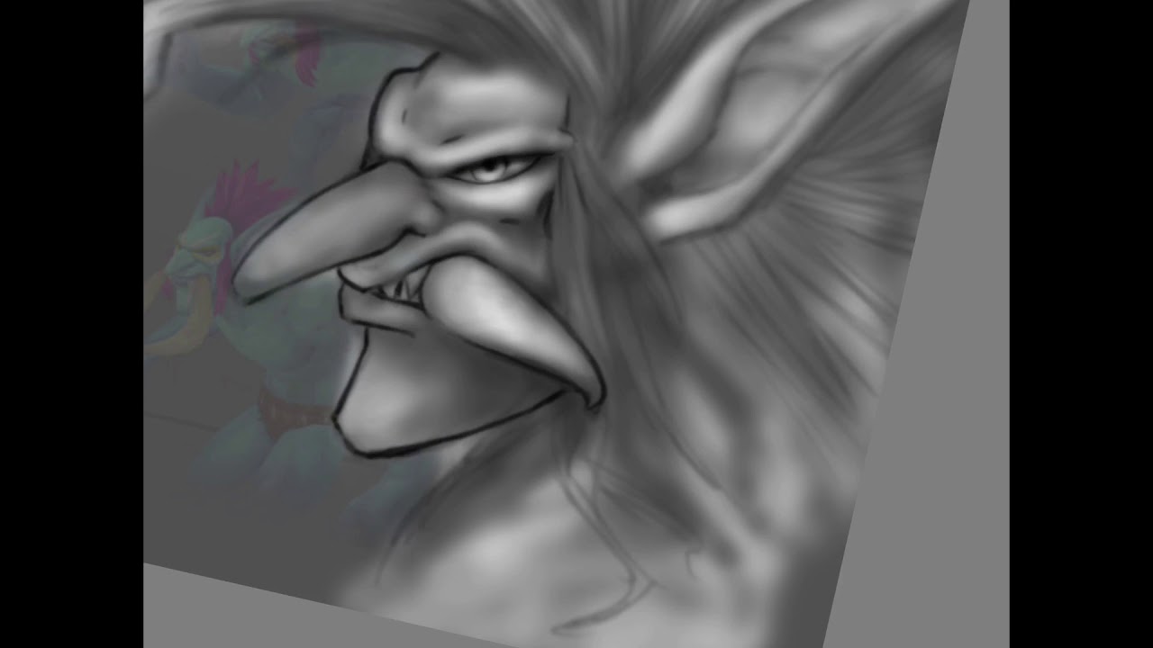 Trying to teach myself how to draw a warcraft troll - YouTube
