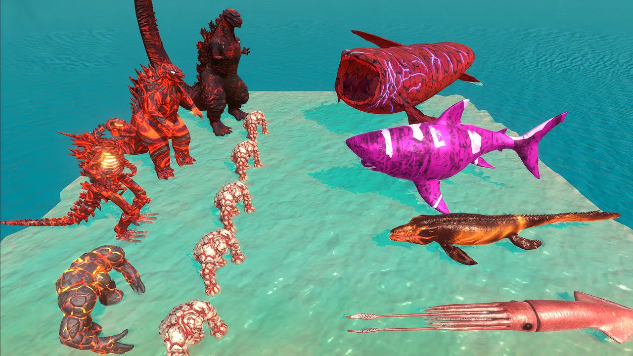 Aquatics Battle - The Bloop VS Lava Team Godzilla 2014 +Shin Godzilla ...