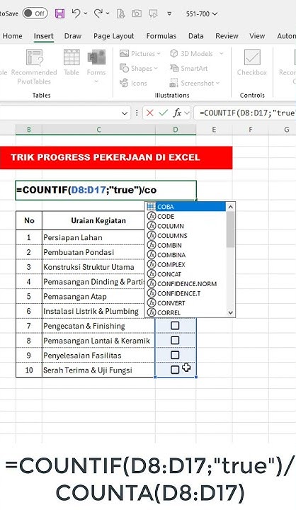 Progress Tracker dengan Checkbox di Excel #excel #tipspraktis #exceltips #exceltricks - YouTube
