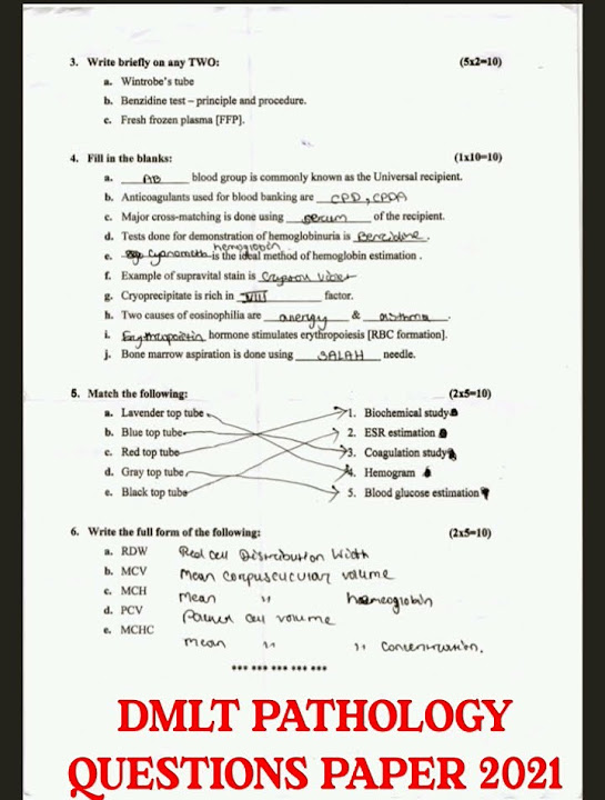 DMLT Pathology questions paper #inshort #bmlt #lab #qustions #mlt #dmlt_video #exam #pathology ...