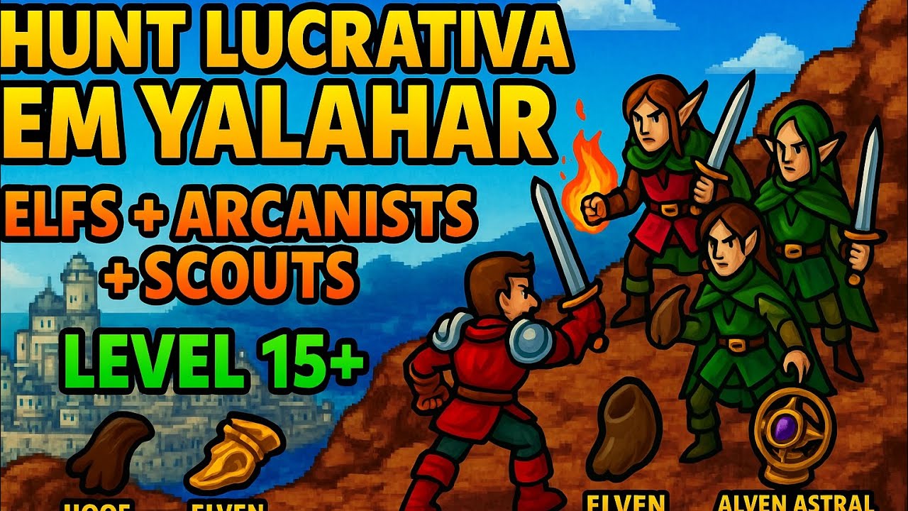Hunt Lucrativa em Yalahar: Elfs + Arcanists + Scouts | Level 15+ - YouTube