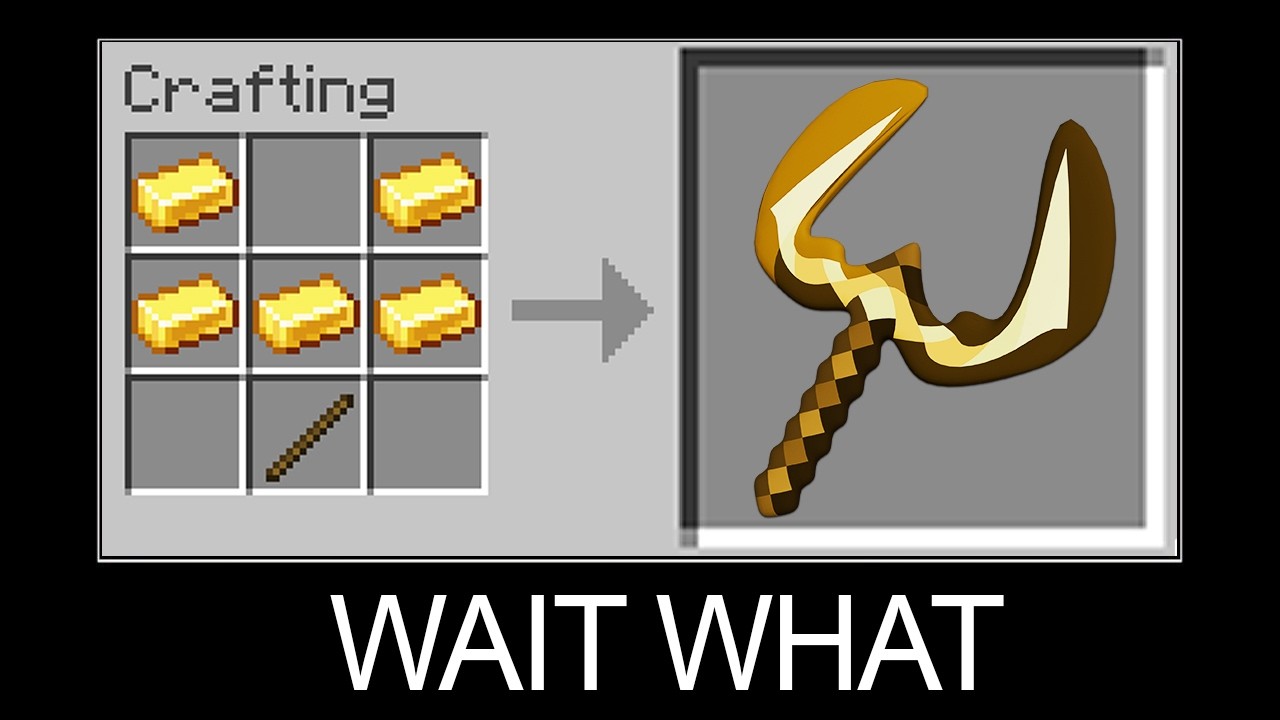 Minecraft wait what meme part 20 (Crafting Crazy Gold Pickaxe) - YouTube