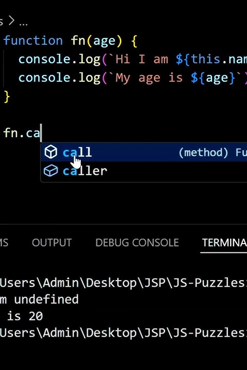 Call Method In Js Jspuzzle Coding Javascriptdev Reactjs Call Apply Bind Youtube