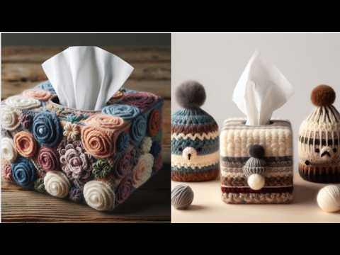 Crochet Tissue box cover ideas/Woolen Tissue box cover ideas - YouTube