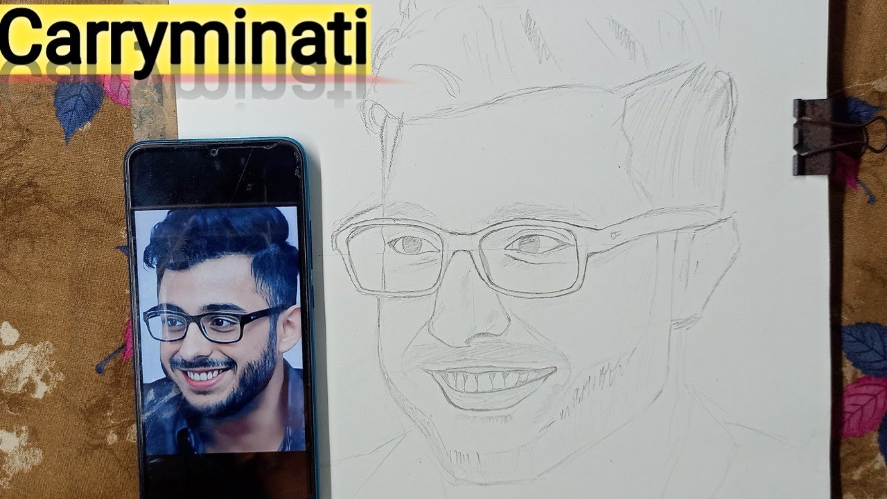 Drawing @CarryMinati outline tutorial video/step by step - YouTube