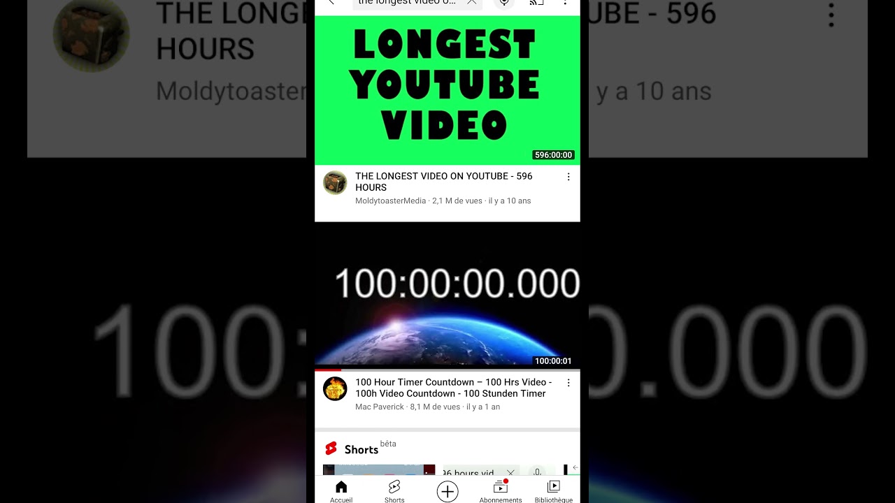 la vidéo YouTube la plus longue #shorts - YouTube