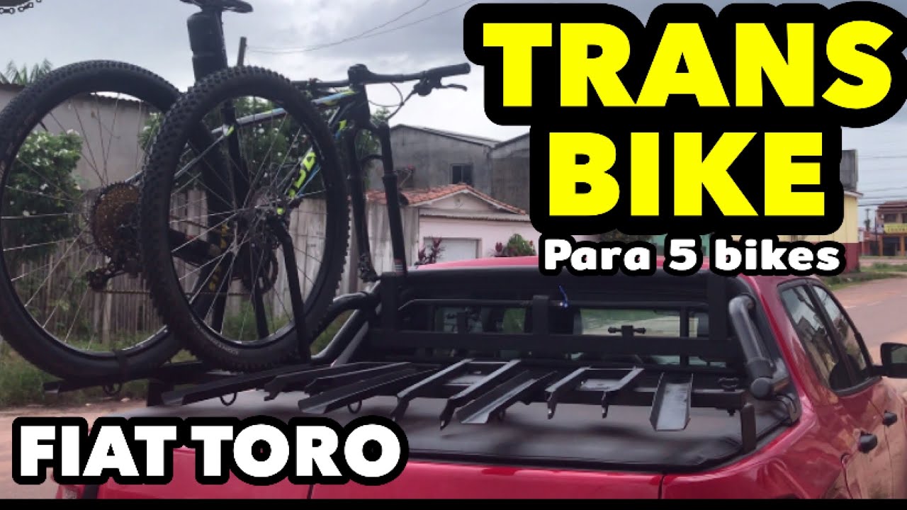 Transbike para Fiat Toro Capacidade de 5 Bikes - YouTube