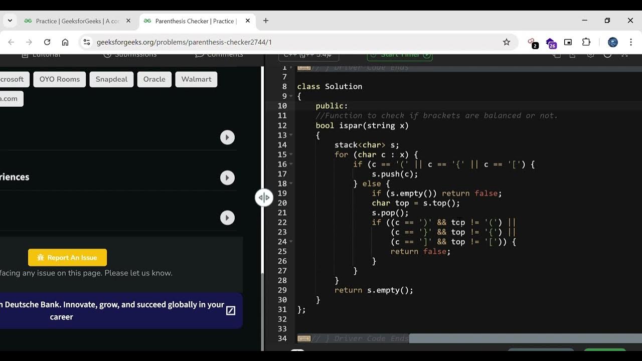 Parenthesis Checker || POTD GeeksForGeeks ||18/09/24 #like #subscribe ...