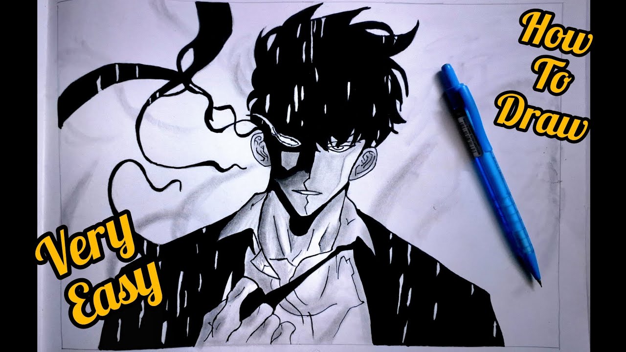 How to draw Sung Jinwoo - Solo Leveling | Very Easy drawing tutorial ...